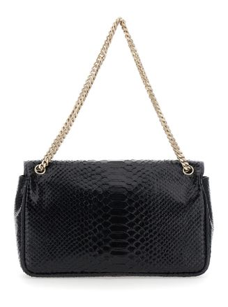Tom Ford Womens Crossbody Bag Black Snake-Effect Calf Leather Shoulder