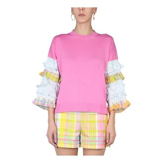 Moschino Crew Neck Madras and Stripes - - Blouses & Shirts - Damen - Rosa - S