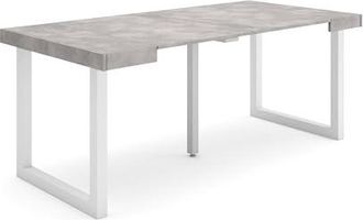 Skraut Home | Ausziehbarertisch | Multifunktionaler ausziehbarer | 180 | Für 8 Gäste | Massivholz Beine | Moderner Stil | Zement