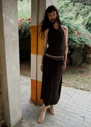 Mango Robe emmanchures am&eacute;ricaines drap&eacute;e marron - Femme - XXS - MANGO