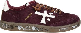 Premiata Low-Top Sneaker - Burgundy Suede Sneakers With Graphic Text Accents - Gr. 36 (EU) - in Braun - für Damen