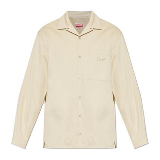 Kenzo Oversize-Hemd Signature aus Baumwolle mit Fischgratmuster - - Shirts - Herren - Beige - M