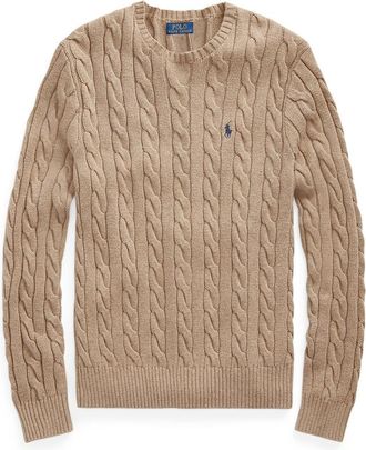 Ralph Lauren Strick-Pullover mit Zopfmuster und Logo-Stickerei in