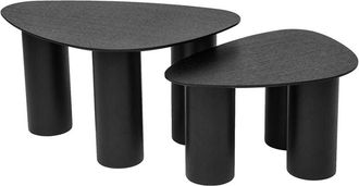 Miliboo Miliboo - Design-Beistelltische aus schwarzem Holz (2er-Set) foleen