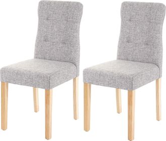Mendler 2er-Set Esszimmerstuhl HWC-E58, Stuhl Essstühle - Stoff/Textil grau, helle Beine