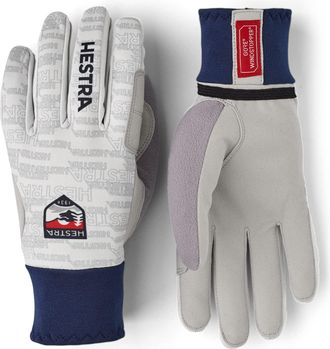 Hestra Windstopper Active Grip Wei&szlig;, Gore-Tex Fingerhandschuh, Gr&ouml;&szlig;e 8 - Farbe Offwhite Print