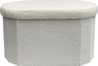 KASANOVA Generico 1 Wei&szlig;e ovale Truhe cm 71x40x40, Polyester MDF-Faserplatte Polypropylen Polyurethan