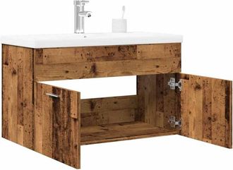 vidaXL vidaXL 2-tlg. Badm&ouml;bel-Set Altholz-Optik Holzwerkstoff