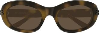 Balenciaga lunettes de soleil &agrave; motif Havane et logo - Marron