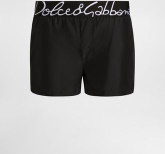 Dolce & Gabbana Short Swim Trunks With Logo - Mann Beachwear Schwarz 4