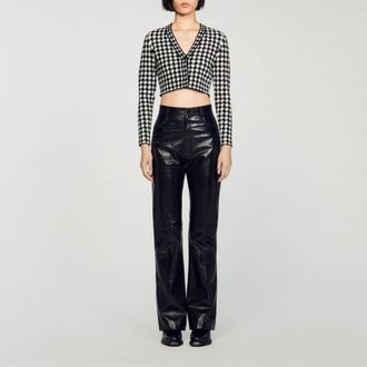 Sandro Cardigan court jacquard vichy