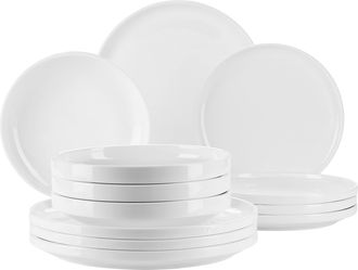 Mäser Serie Vada, Modernes Teller Set für 4 Personen in robuster Gastronomie-Qualität, 12-teiliges Tafelservice in skandinavischem Design, Durable Porzellan