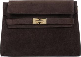 Estro & Luminara Femme, Sacs, Brun, Taille: ONE Size Velour Shoulder Bag