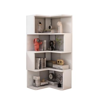 Generic 2-7-stufiges Eck-B&uuml;cherregal, B&uuml;cherregal aus Holz, kreativ gebogenes B&uuml;cherregal, zur Aufbewahrung von B&uuml;chern und Dekorationsgegenst&auml;nden, geeignet 