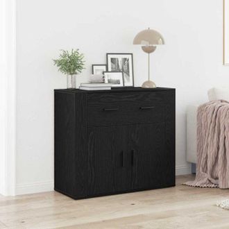 vidaXL Sideboard Schwarze Eiche 80 x 33 x 70 cm Holzwerkstoff Vidaxl
