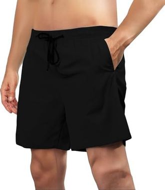 Generic Short de bain pour homme - Short de plage d&eacute;t&eacute; - S&eacute;chage rapide - Short de bain pour homme, Noir, L
