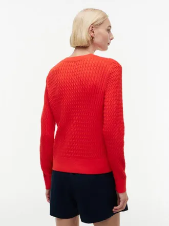 Tommy Hilfiger Rundhalspullover CO CABLE C-NK LS SWEATER Baumwolle, mit Zopfmuster, Regular Fit