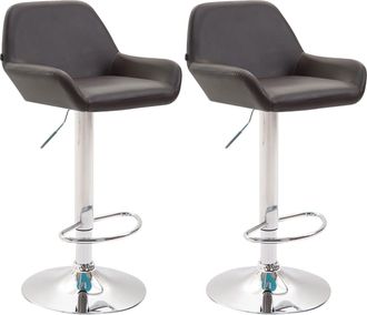 Clp 2er Set Barhocker Braga Kunstleder I Höhenverstellbarer Barstuhl Mit Metallgestell I Thekenhocker Mit Integrierter Fußstütze, Farbe:braun, Gestell Far