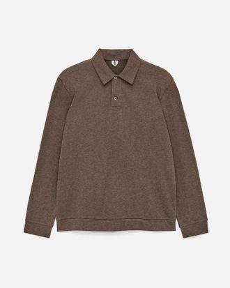 Arket Polopullover Aus Baumwolle Und Lyocell -Braun
