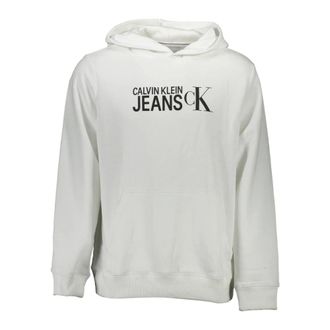 Calvin Klein Homme, Sweatshirts et sweats &agrave; capuche, Blanc, Taille: XL Sweat &agrave; Capuche Blanc Manches Longues Logo Imprim&eacute;