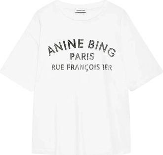 Anine Bing Femme, Tops, Blanc, Taille: 38 FR Cohen Tee Paris Stencil