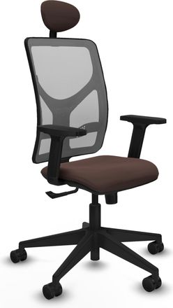 Piqueras y Crespo Schreibtischstuhl mit R&uuml;ckenlehne, mit 2D-Armlehnen, h&ouml;henverstellbare Lendenwirbelst&uuml;tze und festes Kopfteil, ausgestattet mit 3 Positionen, Grau/Dun