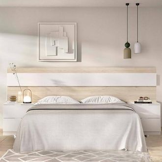 Dmora Kopfteil Catria, Kopfende, Bettkopfteil, Kopfbrett, 248x34 h96 cm, Eiche und Weiß