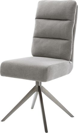 DELIFE Esszimmerstuhl Pela-Flex Kreuzgestell breit Graphit Strukturstoff Soft Grau 360&deg; drehbar Wippfunktion Taschenfederkern