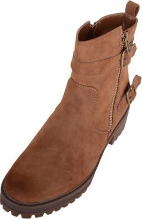 Absolute Footwear Bottines faciles &agrave; enfiler en daim synth&eacute;tique pour femme avec deux sangles et boucle, camel, 40 EU