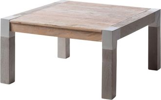 Massivmoebel24 Couchtisch Akazie 85x85x45 beige lackiert Amsterdam 119