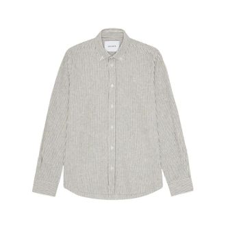 Les Deux Konrad Gestreiftes Baumwoll-Leinenhemd - - Shirts - Herren - Braun - S