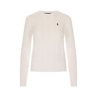 Ralph Lauren Femme, Pulls, Blanc, Taille: 38 FR Pull ras du cou en coton &agrave; torsades