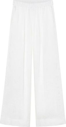 Forte_Forte Femme, Pantalons, Blanc, Taille: 40 FR Silk Linen Voile Pinstriped Pants