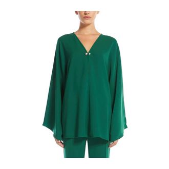 Max Mara Elegante V-Ausschnitt Kimono &Auml;rmel Bluse - - Blouses & Shirts - Damen - Gr&uuml;n - XL