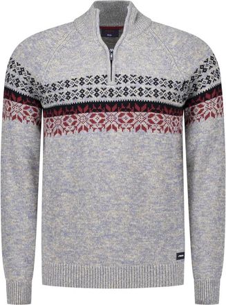 New Zealand Auckland Baumwoll-Pullover mit halbem Rei&szlig;verschluss - - Knitwear - Herren - Grau - 3XL