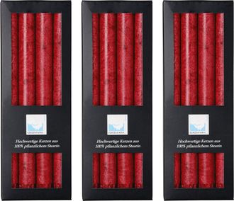 Kerzenfarm Hahn Stearin Stabkerzen, dunkelrot, 25 cm x 2,2 cm, 12er Set, Leuchterkerzen/Bio - Kerzen