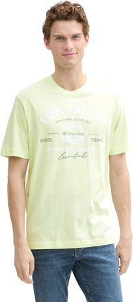 Tom Tailor Tom Tailor Herren 1037735 T-Shirt Aus Baumwolle Mit Logo-Print, 29078 - Lime Cream Green, L EU