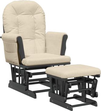 vidaXL Schaukelsessel mit Hocker Gleitend Cremewei&szlig; Stoff - Vidaxl