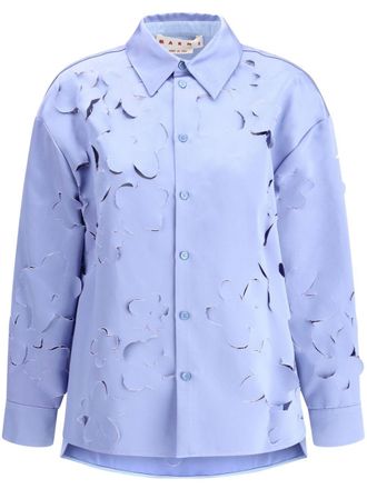 Marni chemise &agrave; d&eacute;coupes florales - Bleu