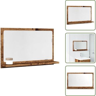 vidaXL Badspiegel mit Ablage Altholz-Optik 60x11x37 cm Holzwerkstoff - Badspiegel - Bad Spiegel - Badezimmerspiegel - Badezimmer Spiegel