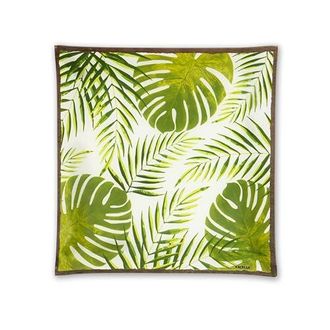 Excelsa Foliage Plateau en verre, carr&eacute; 30 x 30 cm, d&eacute;coration tropicale verte