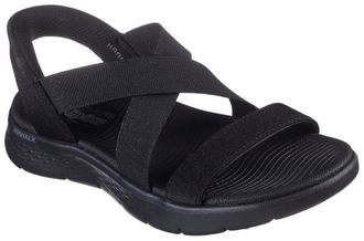 Skechers Sandale SKECHERS GO WALK FLEX SANDAL-GLIMMER UP, Damen, Gr. 35, schwarz unifarben, Textil, Glitzer, Schuhe Sandale, Sommerschuh, Schlupfschuh mit Goga