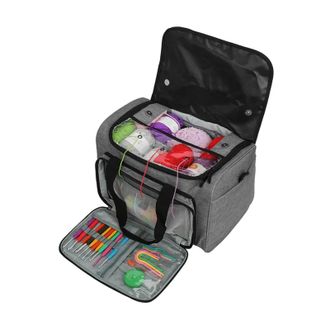 Generic Ausverkaufs-Stricktasche, Garn-Trage-Organizer mit Innenteiler for Wolle, H&auml;kelnadeln, Nadeln, N&auml;hset, DIY-Aufbewahrung(Gray Color Bag)