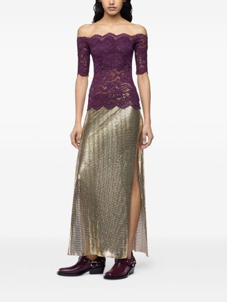 Paco Rabanne Lace Off-The-Shoulder Blouse - Purple