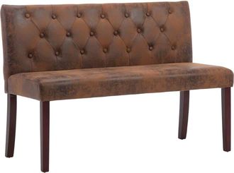 tidyard Gartenbank Sitzbank Mit ihrer R&uuml;ckenlehne mit Knopfmuster in Wildleder-Optik,Bank Parkbank Beistellbank Esszimmerbank Flurbank 128,5 x 52 x 84,5 cm,Sc