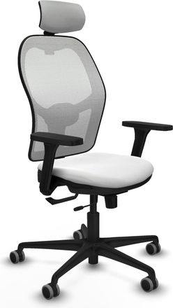 Piqueras y Crespo Ergonomischer B&uuml;rostuhl mit 3D-Armen, h&ouml;henverstellbare Lendenwirbelst&uuml;tze und h&ouml;henverstellbares Kopfteil, Wei&szlig; / Wei&szlig;