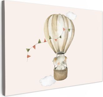 MuchoWow &copy; Leinwandbild 90x60 cm Dekoration Kinderzimmer Bilder Pictures Wall Decoration Schlafzimmer Junge Wohnungs Deko Moderne Bild Hei&szlig;luftballon - Elefant