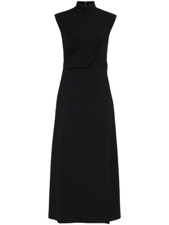 Brunello Cucinelli robe drap&eacute;e &agrave; col montant - Noir
