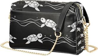Mnsruu Sacs à bandoulière pour femme, sac à main en cuir motif tortues ondulées
