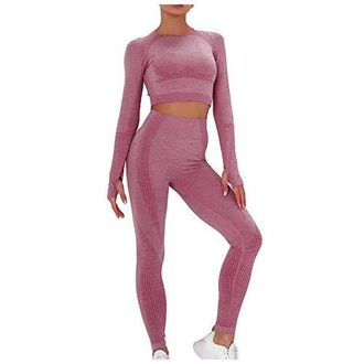 Generic Ensemble de v&ecirc;tements de d&eacute;tente pour femme - Ensemble d&eacute;contract&eacute; en tricot &agrave; manches longues - Sweat &agrave; capuche et pantalon ample - Ensemble deux pi&egrave;